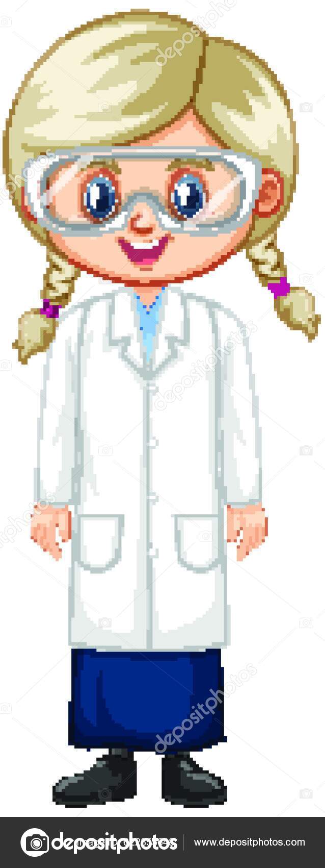 Girl Wearing Lab Gown White Background Stock Vector by ©YAY_Images ...