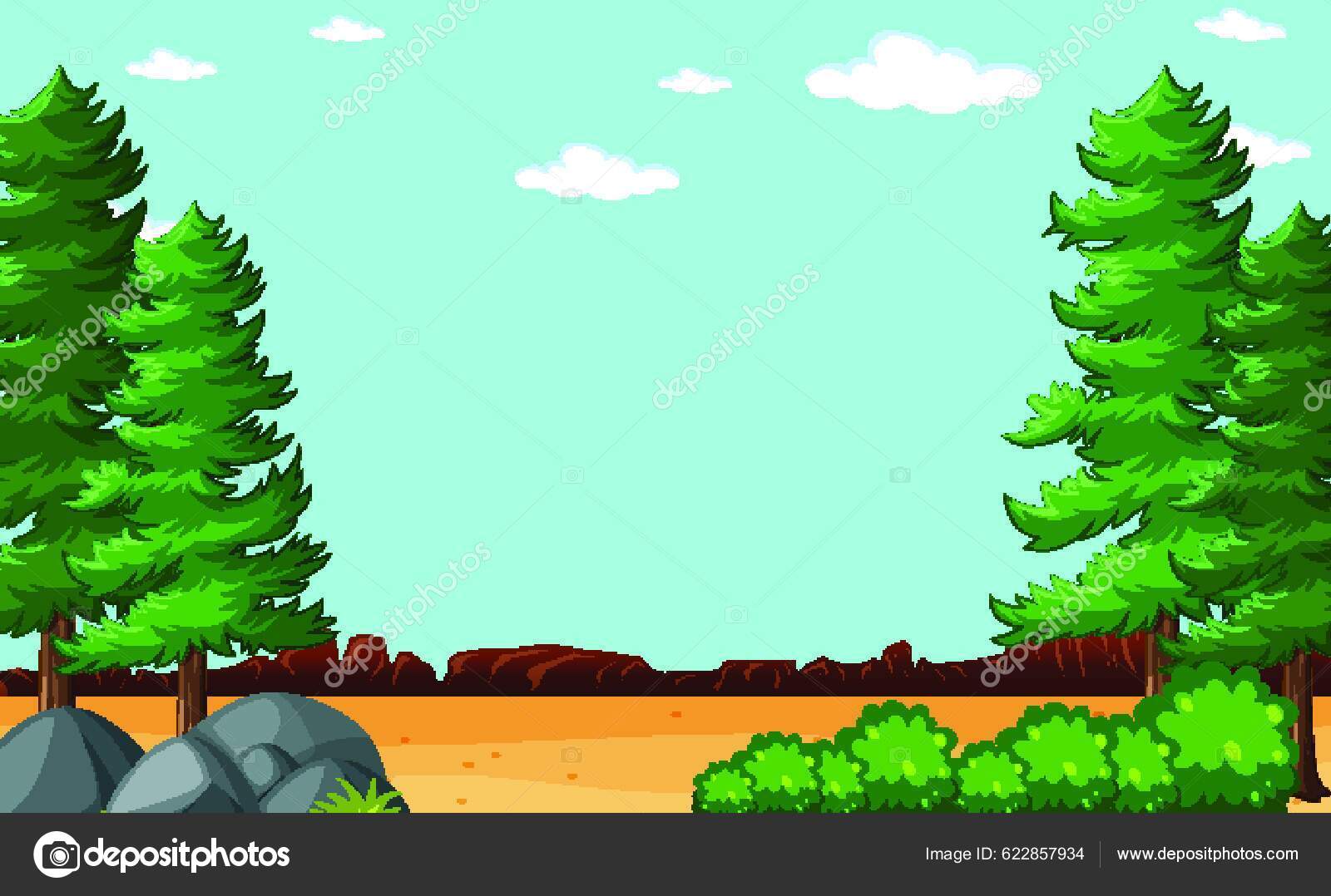 Cielo Blanco Escena Del Parque Natural Con Árbol Vector de stock por ...
