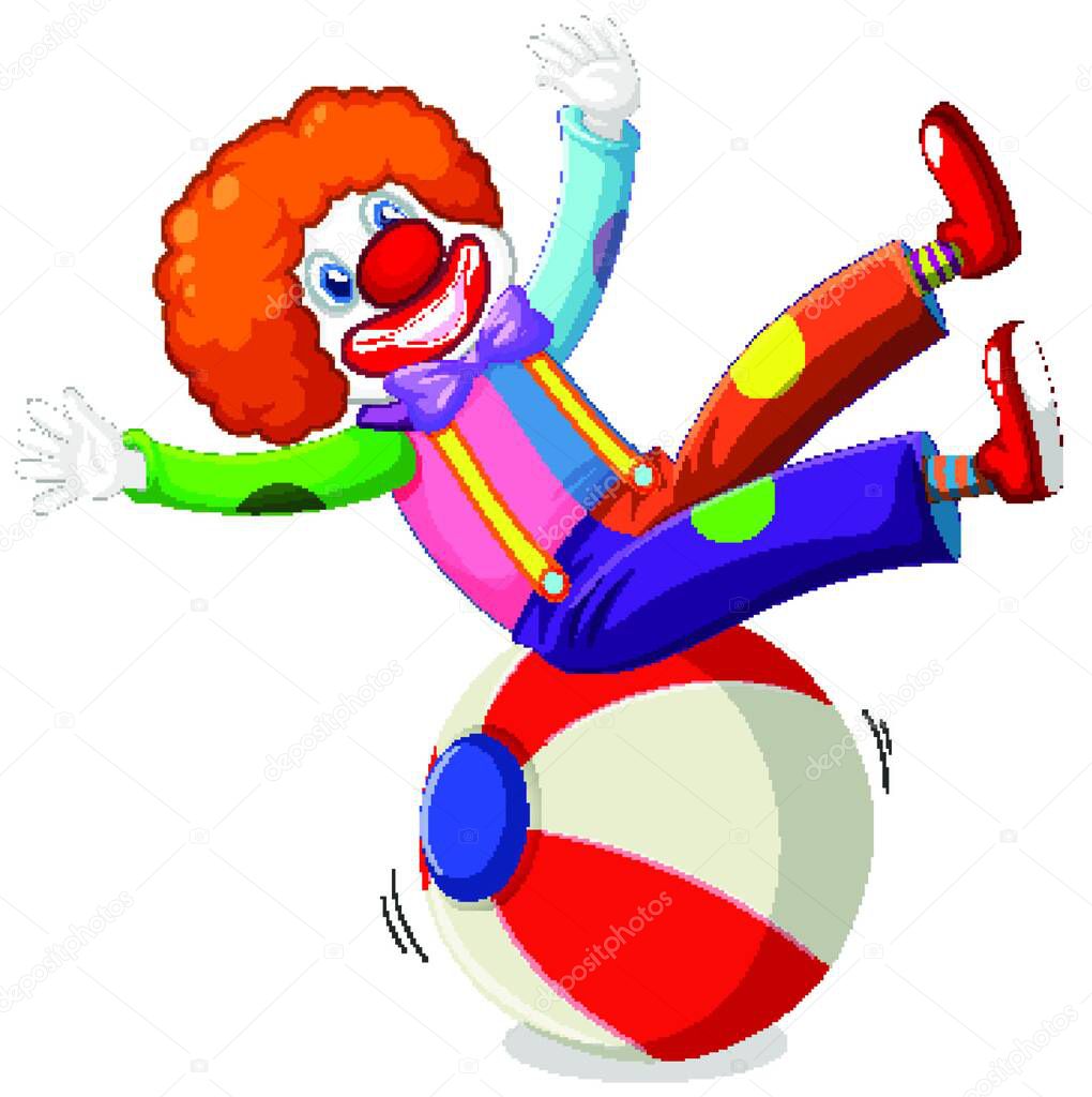 Payaso Personaje Espectáculo Sentado Pelota Aislado Sobre Fondo Blanco ...