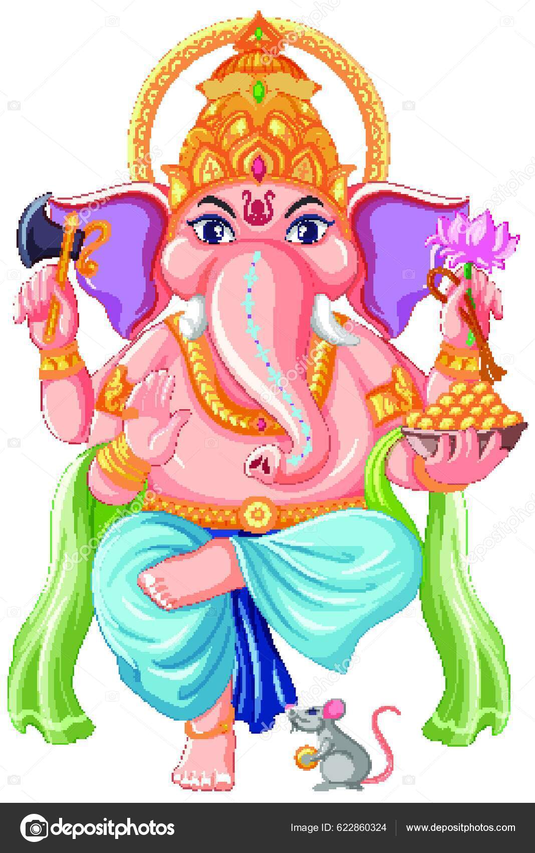 Lord Ganesha Cartoon Style 스톡 벡터 - ©YAY_Images 622860324