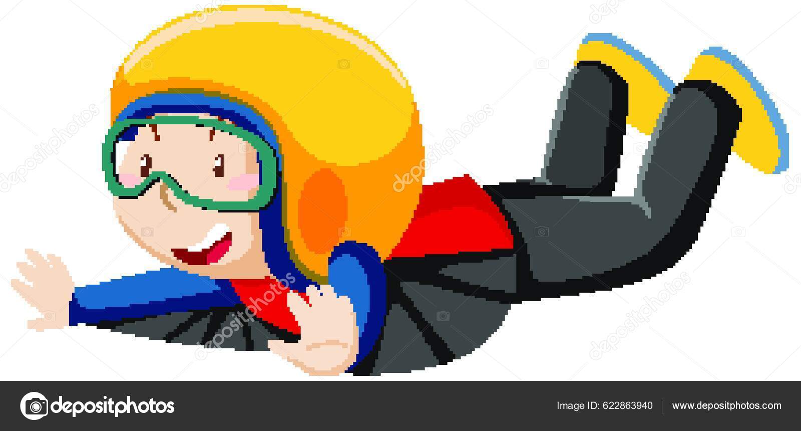 Boy Wearing Flying Costume Flying Position Cartoon Character Isolated ...