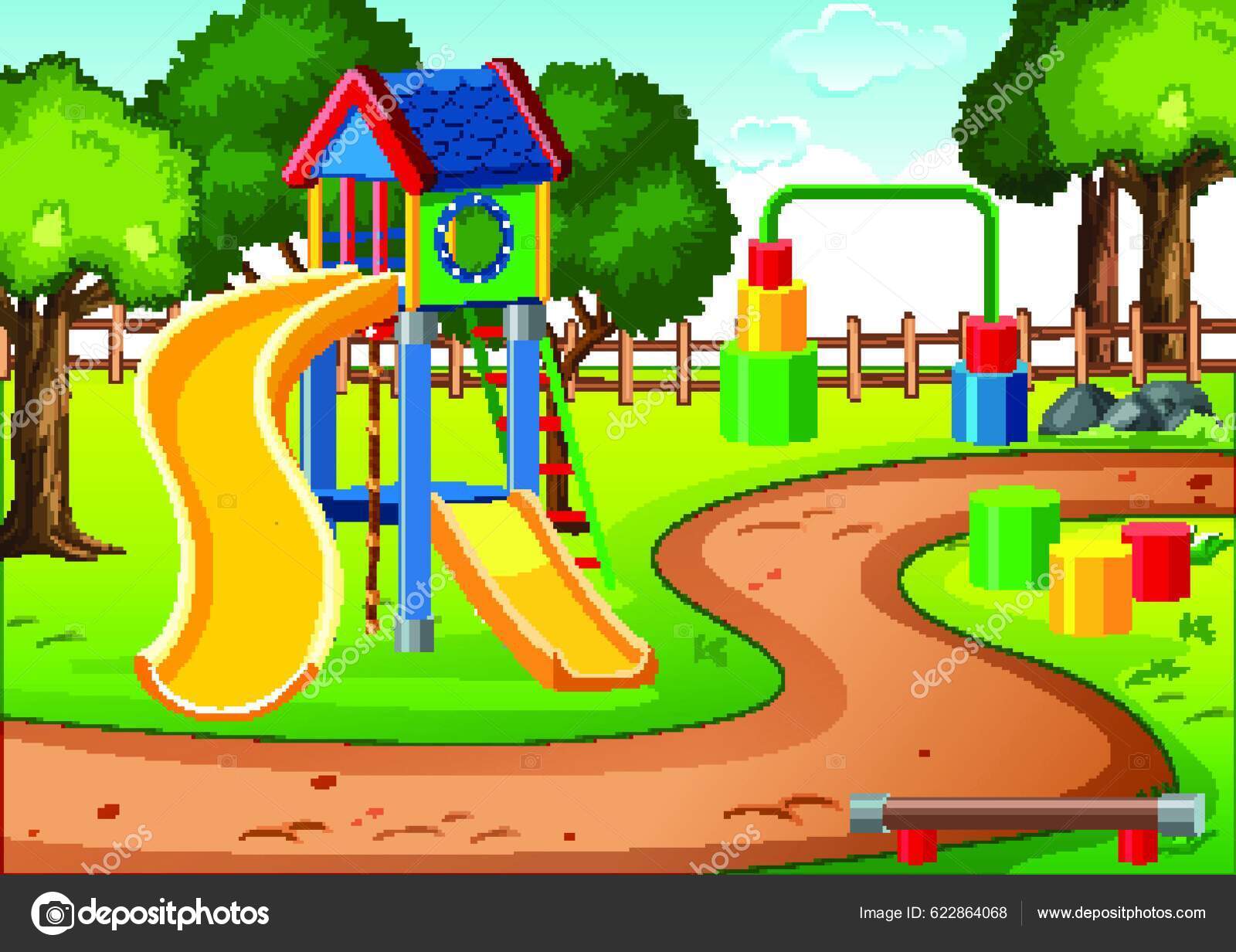 Blank Kids Playground Slides Scene Stock Vector by ©YAY_Images 622864068