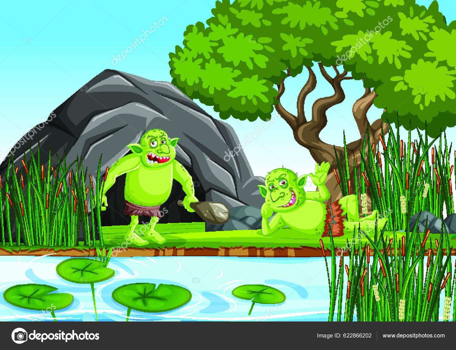 Outdoor Scene Goblin Troll Cartoon Character Stock Vector Image by ©YAY ...