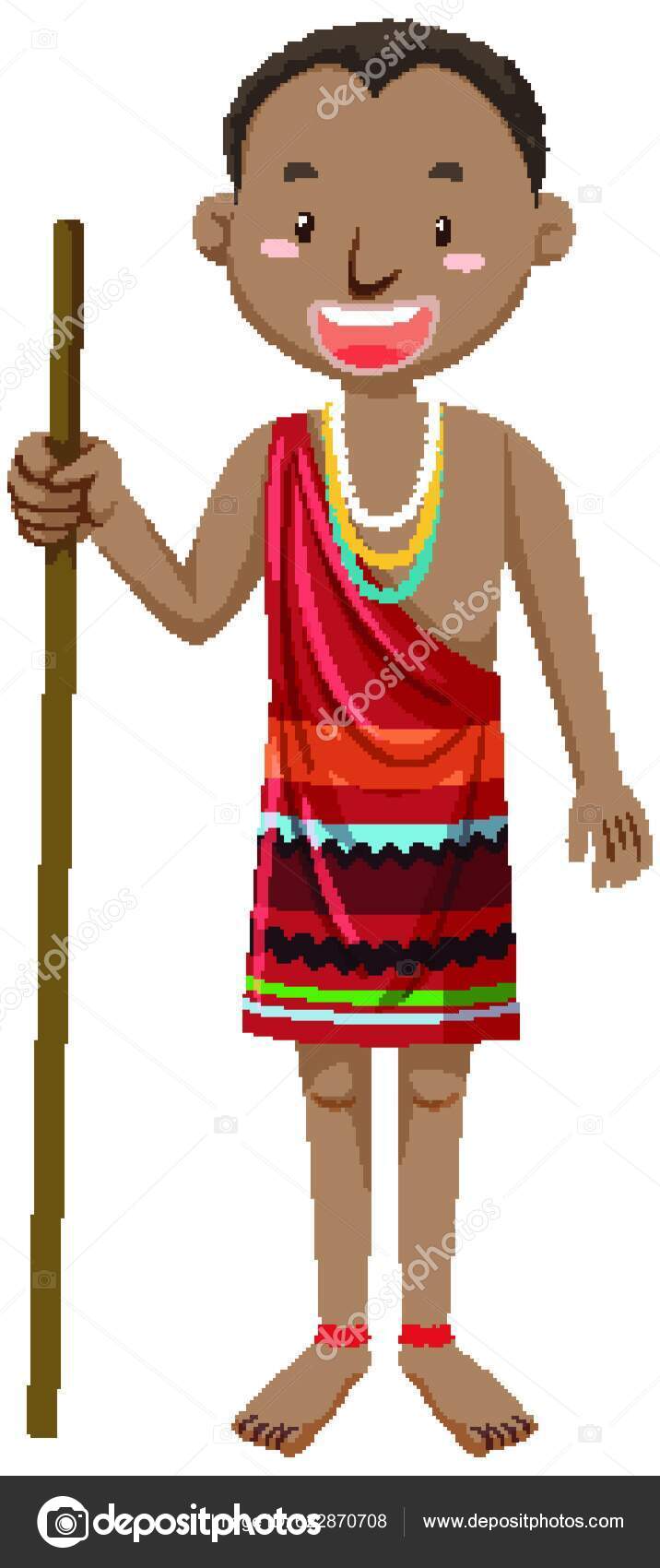 Ethnic People African Tribes Traditional Clothing Cartoon Character ...
