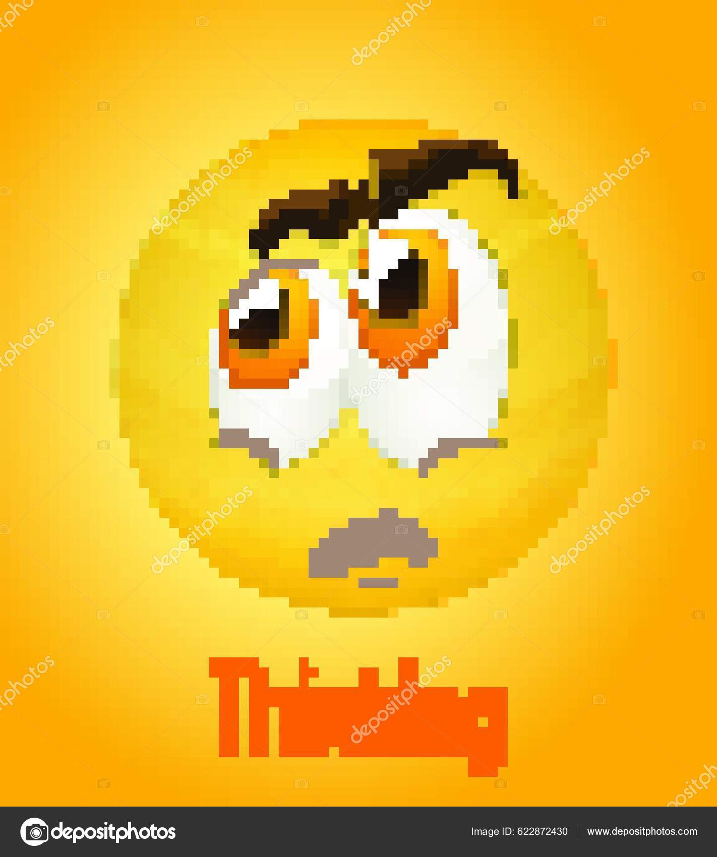Thinking Faces Emoji Its Description Yellow Background Stock Vector by ...