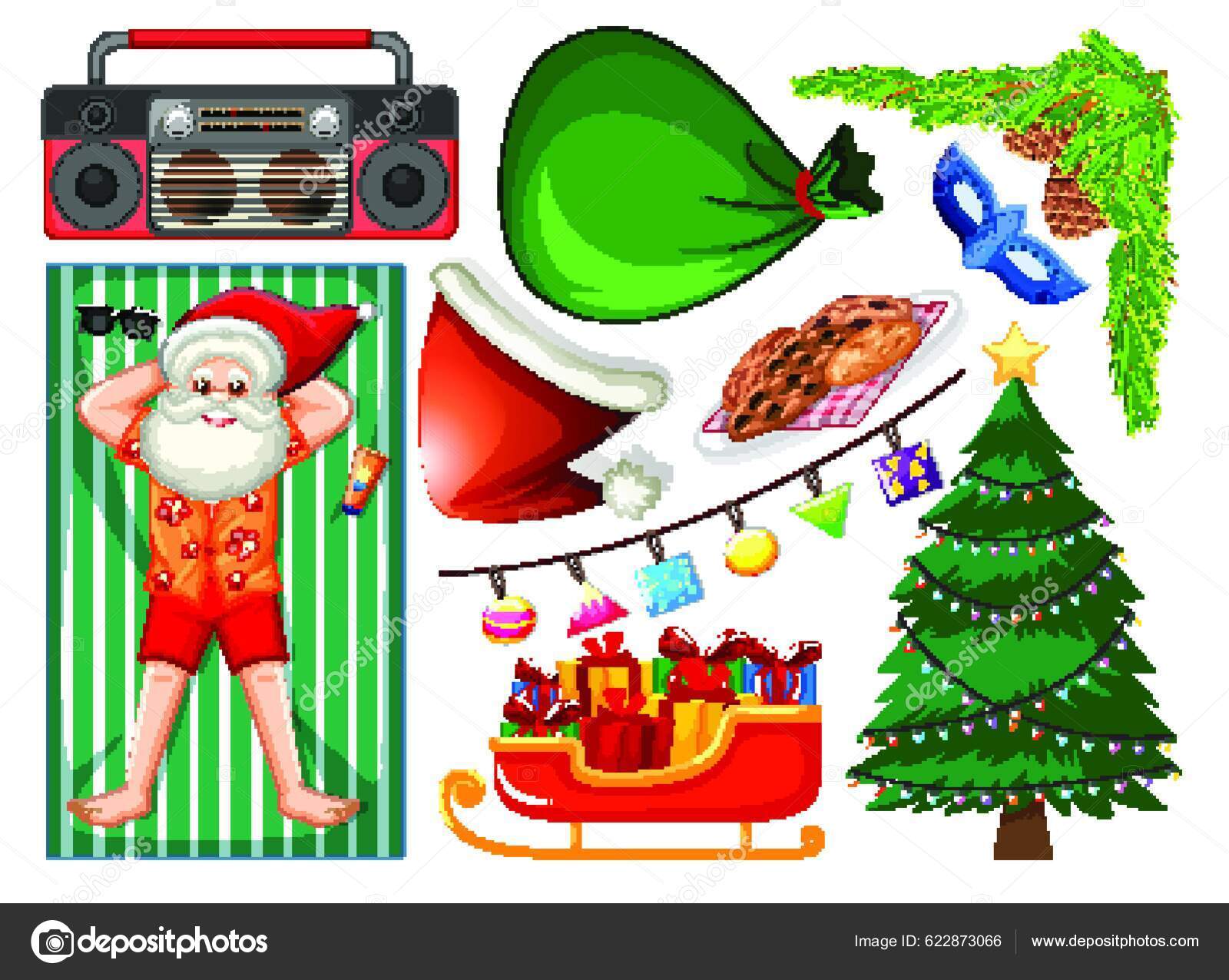 Santa Claus Taking Sun Bath Christmas Object Isolated White Background ...