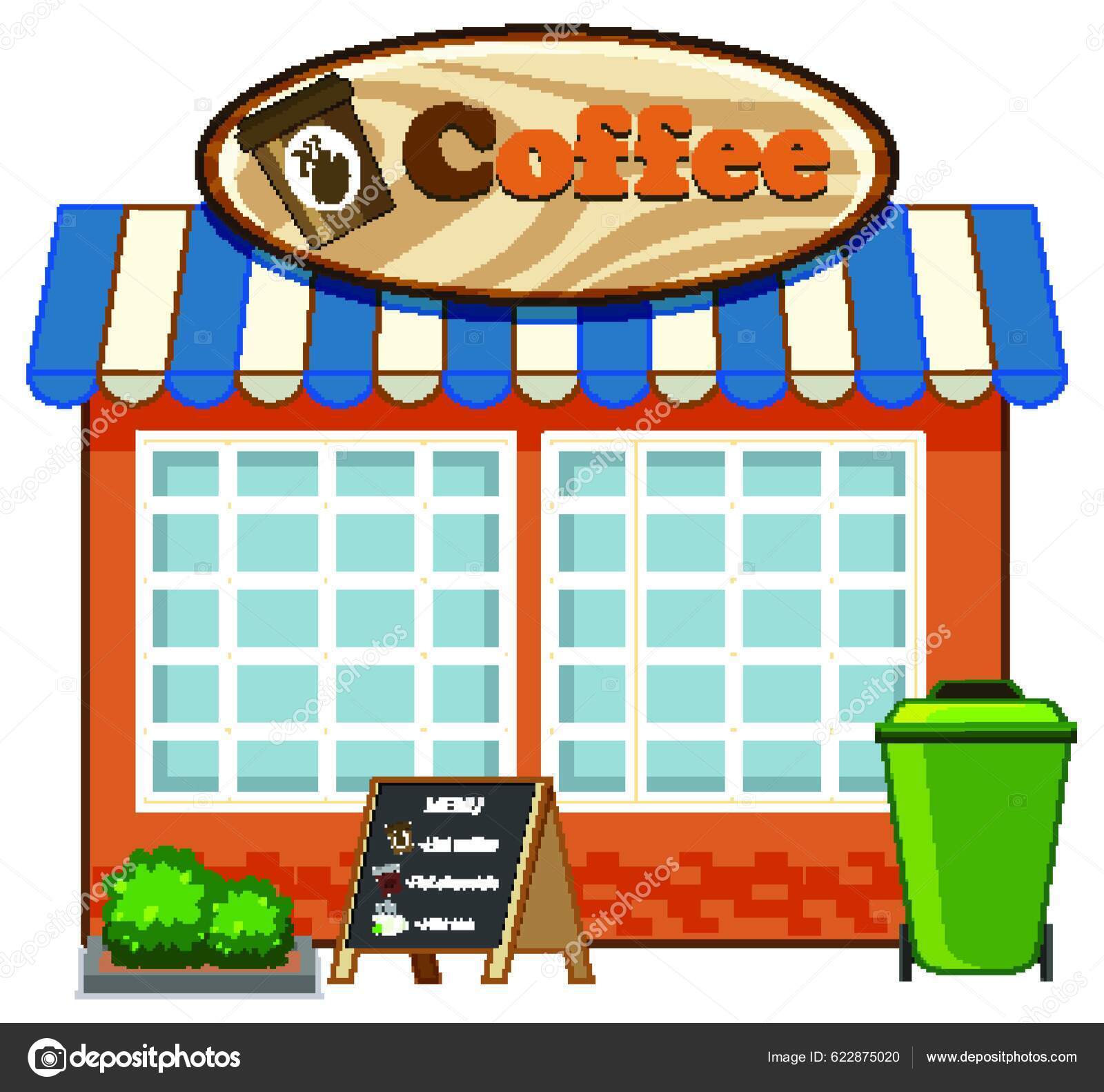 Coffee Shop Cartoon Style Isolated White Background Stock Vector by ...