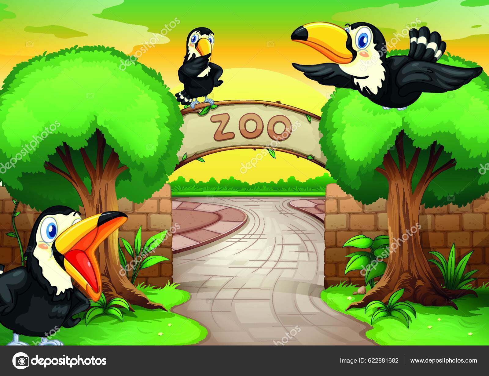 Zoo Birds Modern Vector Illustration Stock Vector by ©YAY_Images 622881682