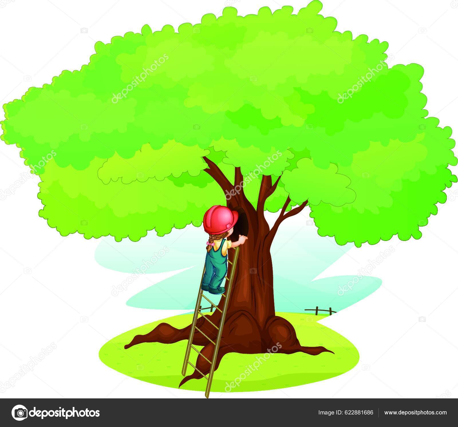 Boy Ladder Tree Vetor de stock de ©YAY_Images 622881686