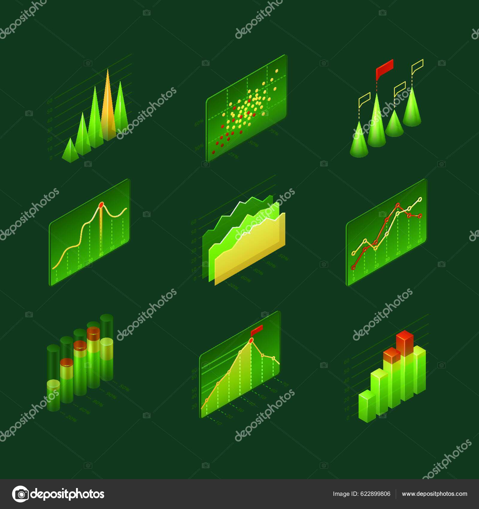 Isometric Infographics Charts Diagrams Set Stock Vector by ©YAY_Images ...