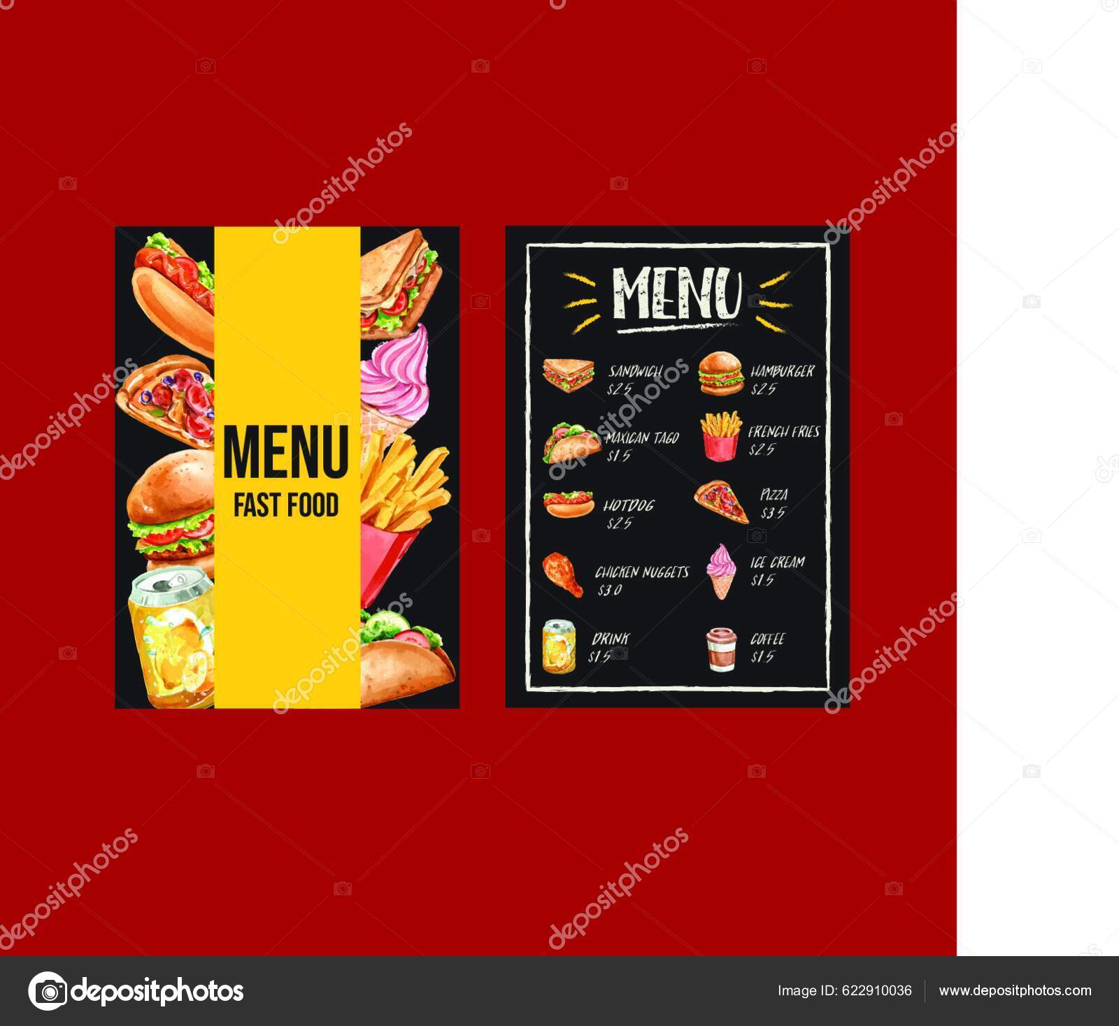 Fast Food Restaurant Menu Design Frame Border Background Menu List 스톡 ...