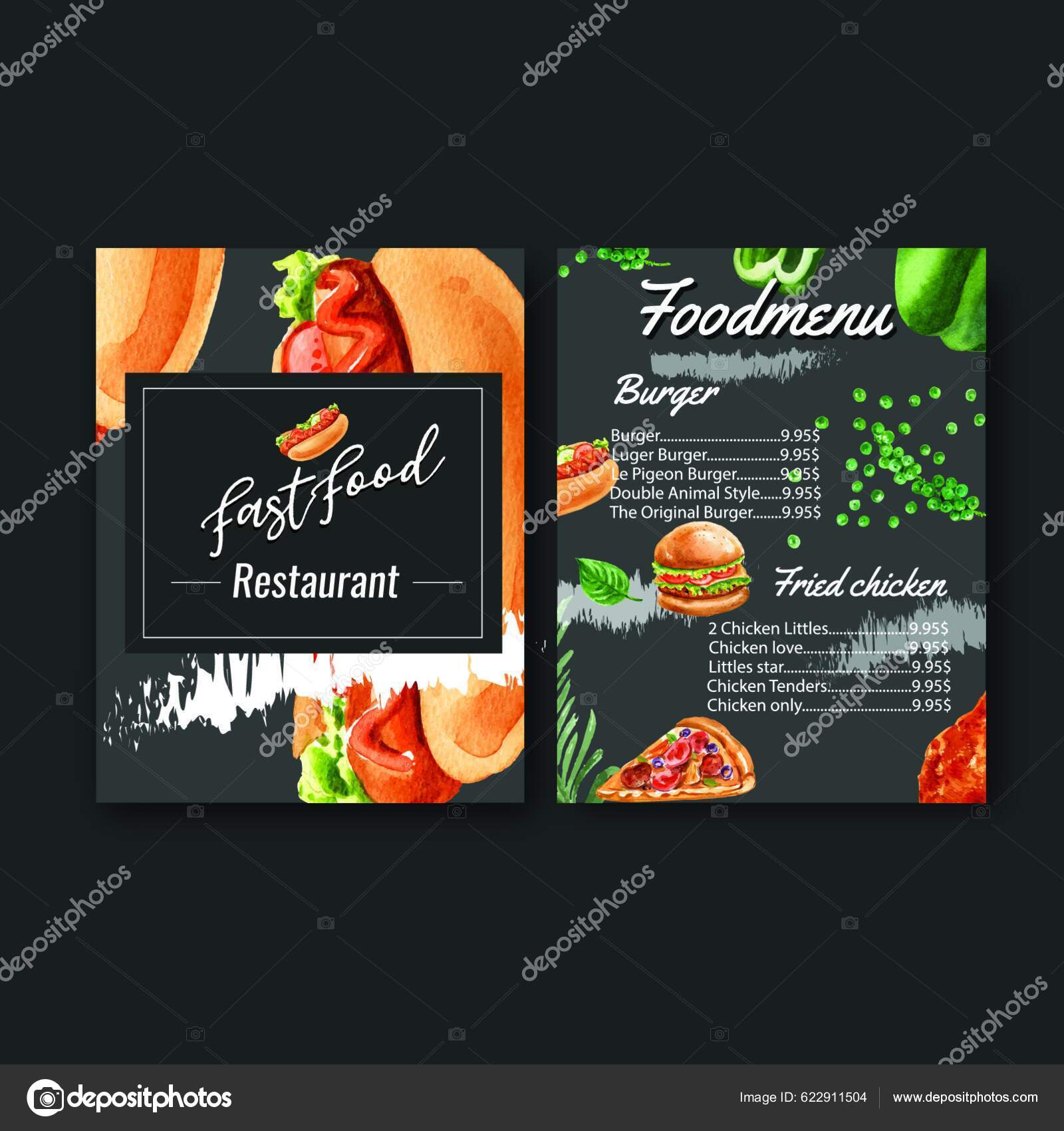 Fast Food Restaurant Menu Design Frame Border Background Menu List ...