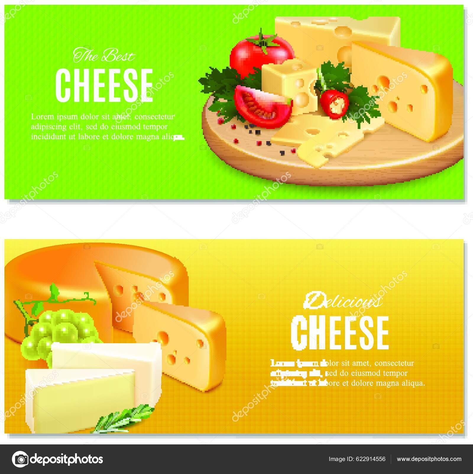 Realistic Cheeses Horizontal Banners Stock Vector By ©yay Images 622914556