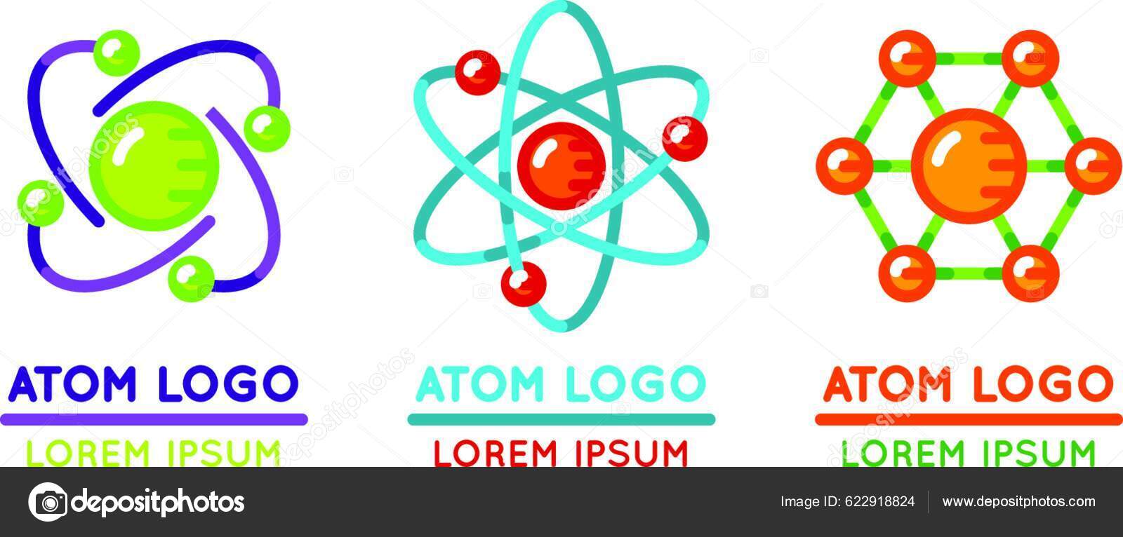 Atom Logo Set Flat Style Stock Vector by ©YAY_Images 622918824