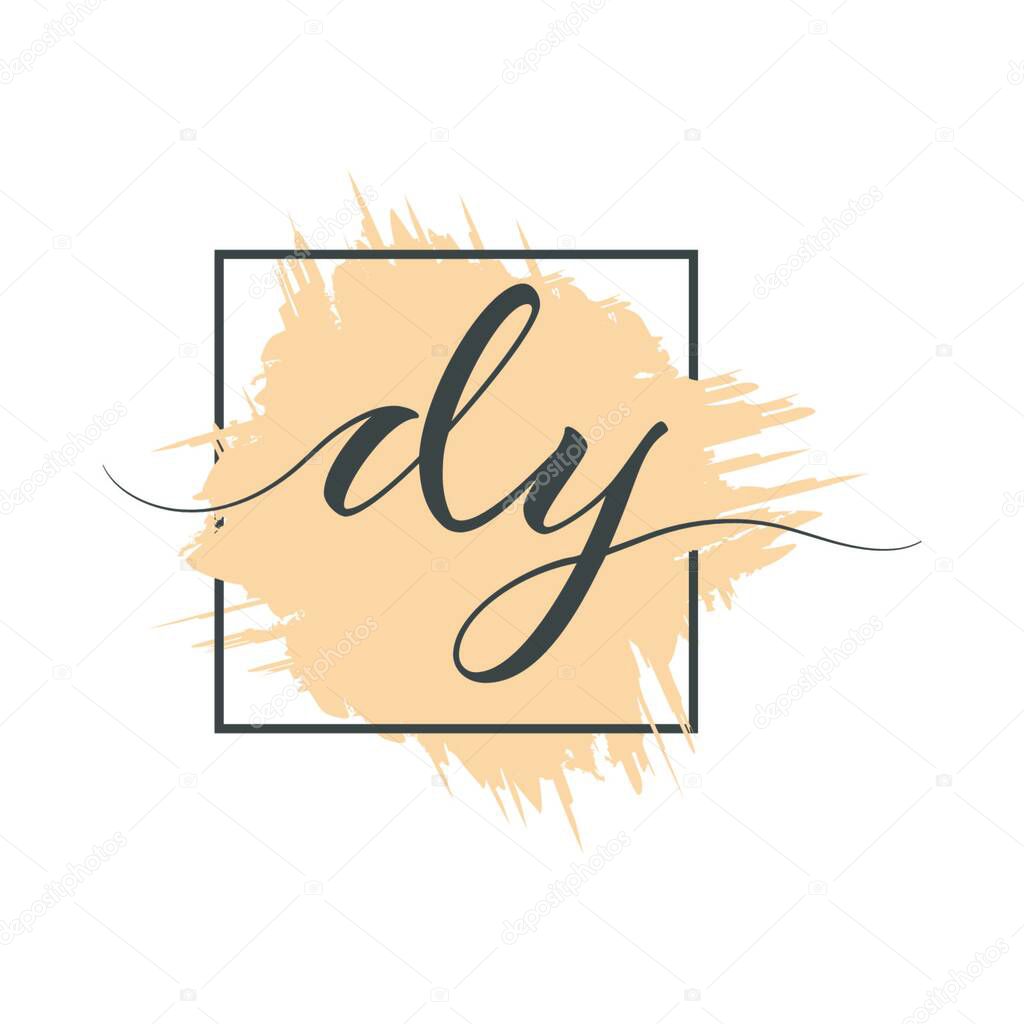"calligraphic lowercase letters DY are written in a solid line on a ...