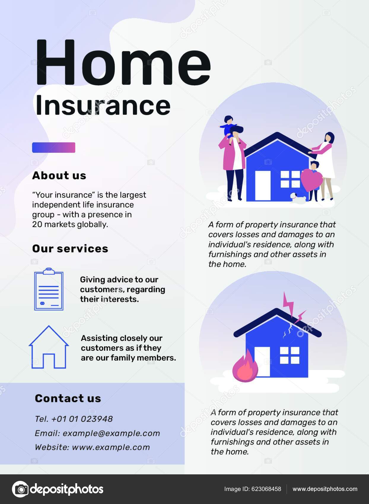 Home Insurance Template Vector Flyer Vector de stock por ©YAY_Images ...