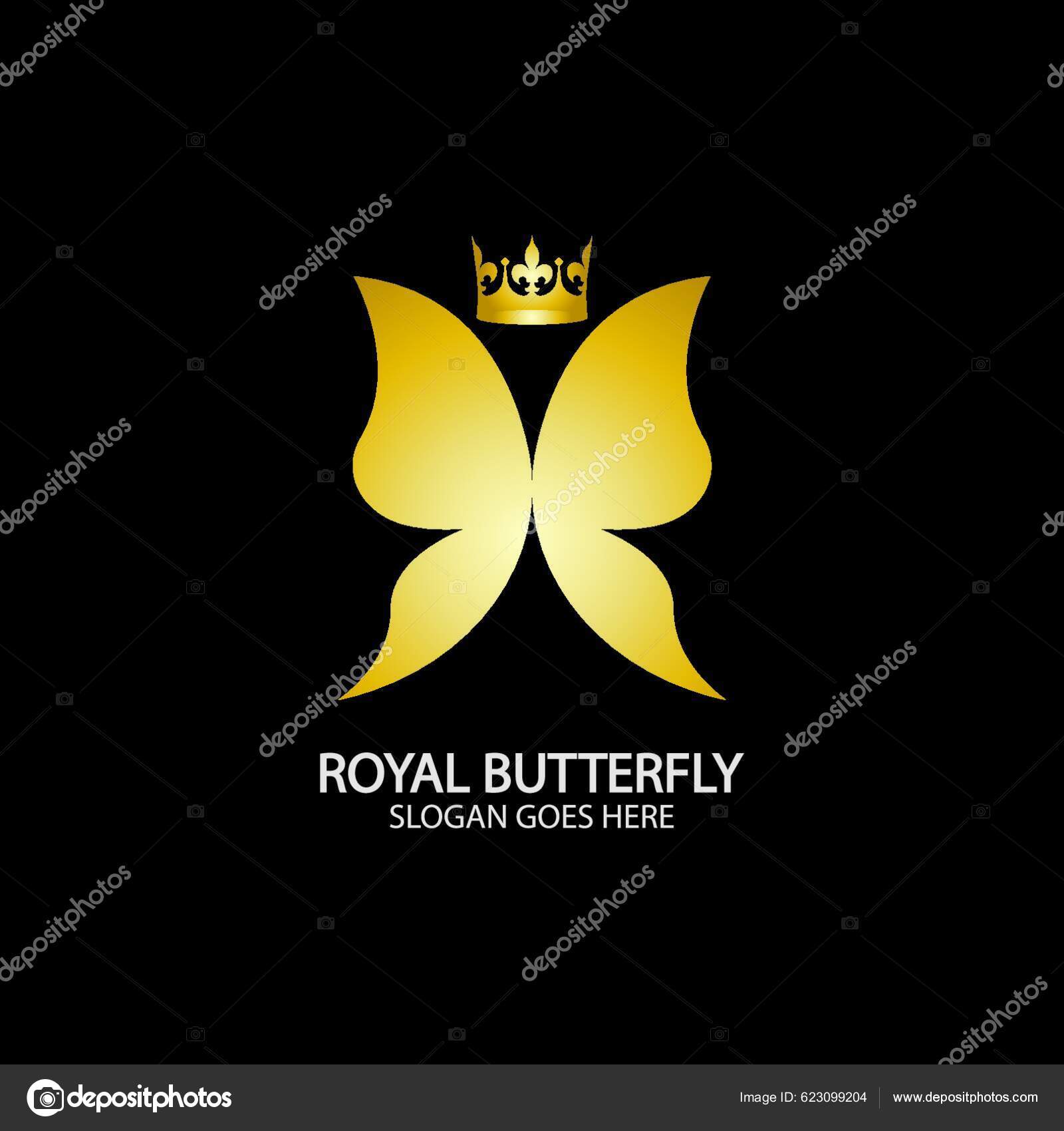 Golden Butterfly Logo Royal Butterfly Logotype Stock Vector by ©YAY ...