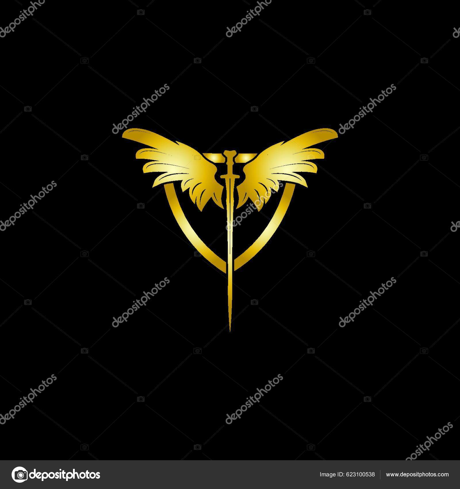 Sword Wings Golden Sword Symbol Black Background Stock Vector by ©YAY ...