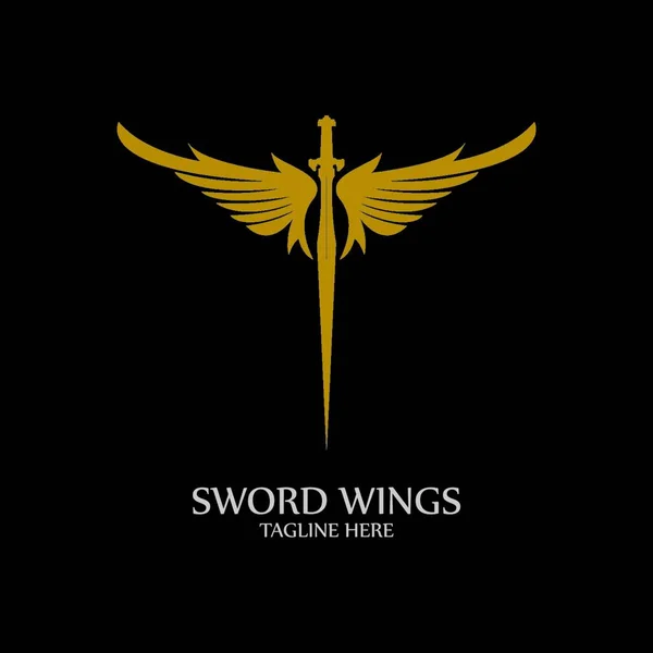 Sword Wings Golden Sword Symbol Black Background Stock Vector by ©YAY ...