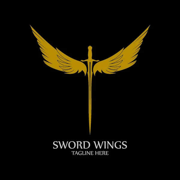 Sword Wings Golden Sword Symbol Black Background Stock Vector by ©YAY ...