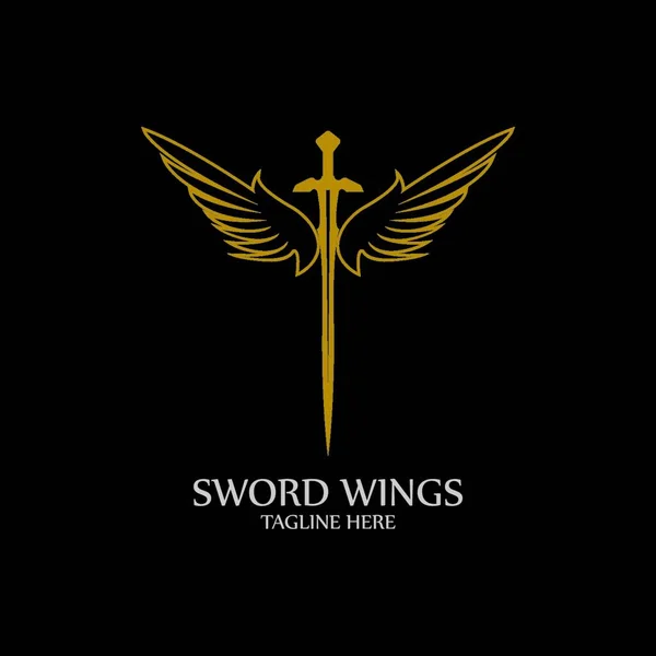 Sword Wings Golden Sword Symbol Black Background Stock Vector by ©YAY ...