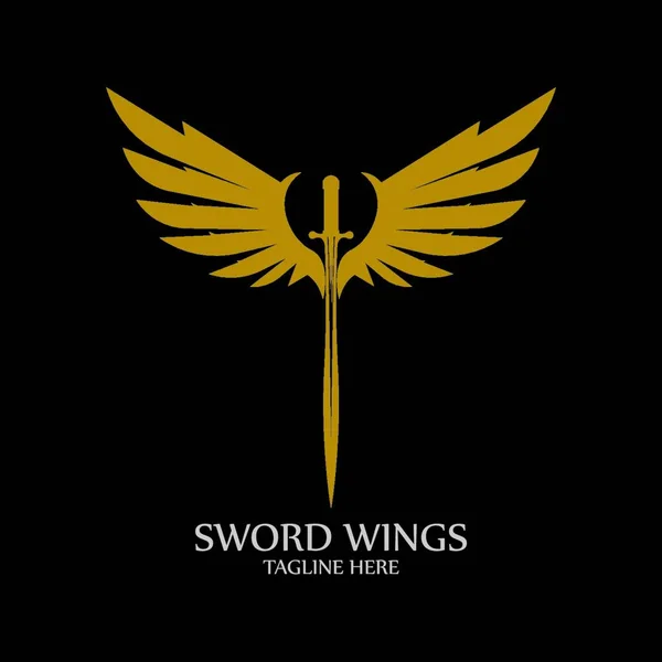 Sword Wings Golden Sword Symbol Black Background Stock Vector by ©YAY ...