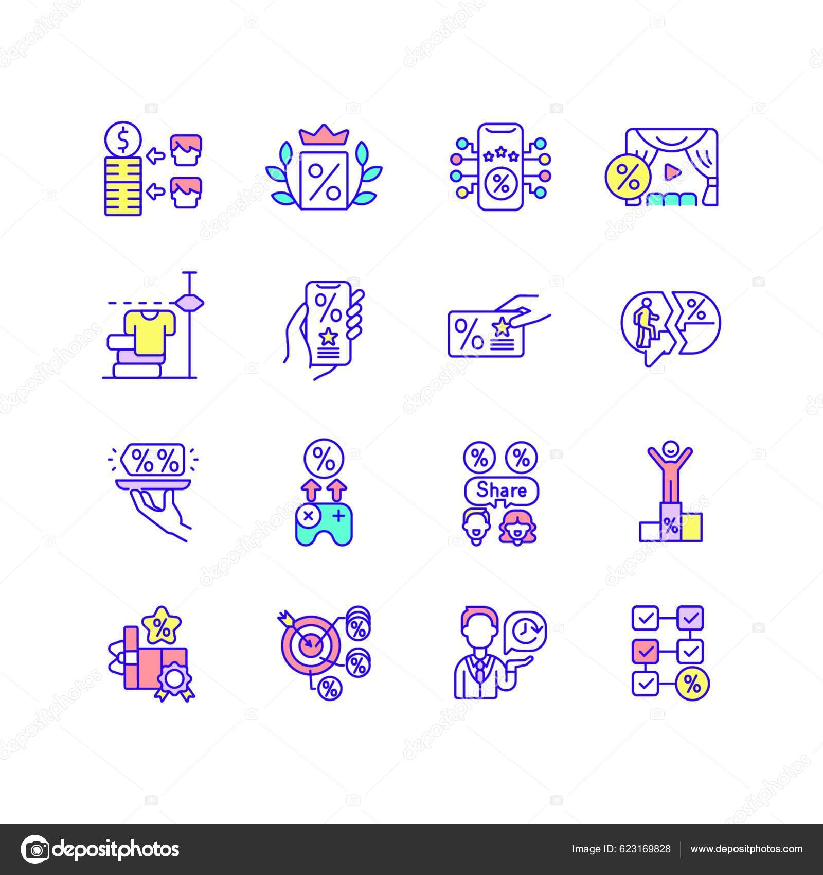 Loyalty Program Related Light Dark Theme Rgb Color Icons Set Stock ...