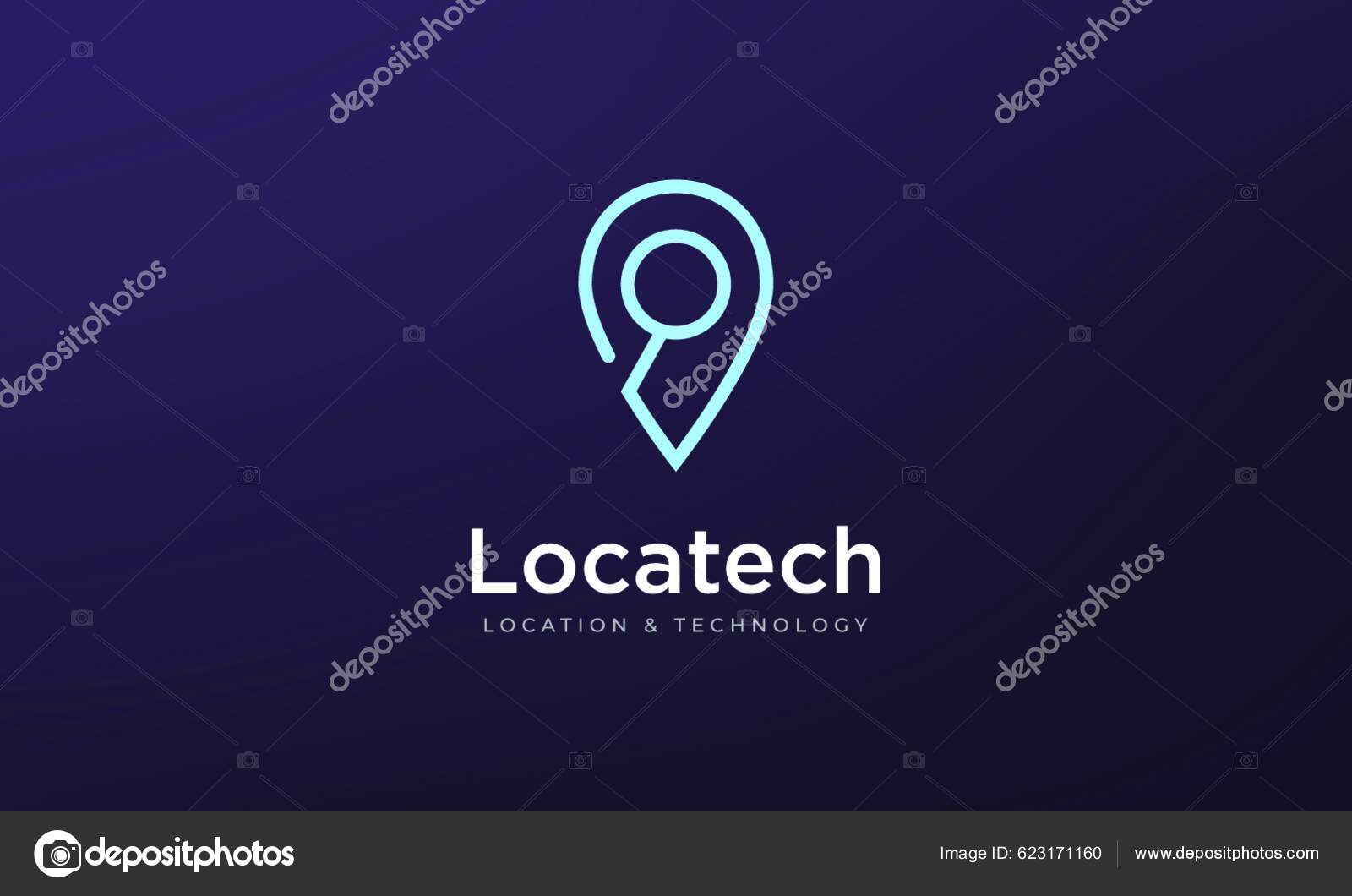 Logo Pin Icon Simple Position Location Magnifying Glass Stock Vector by ...