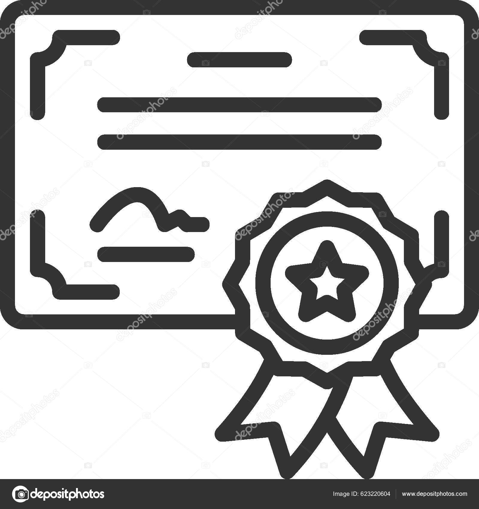 Certificate Icon Design Outline Style Stock Vector by ©YAY_Images 623220604