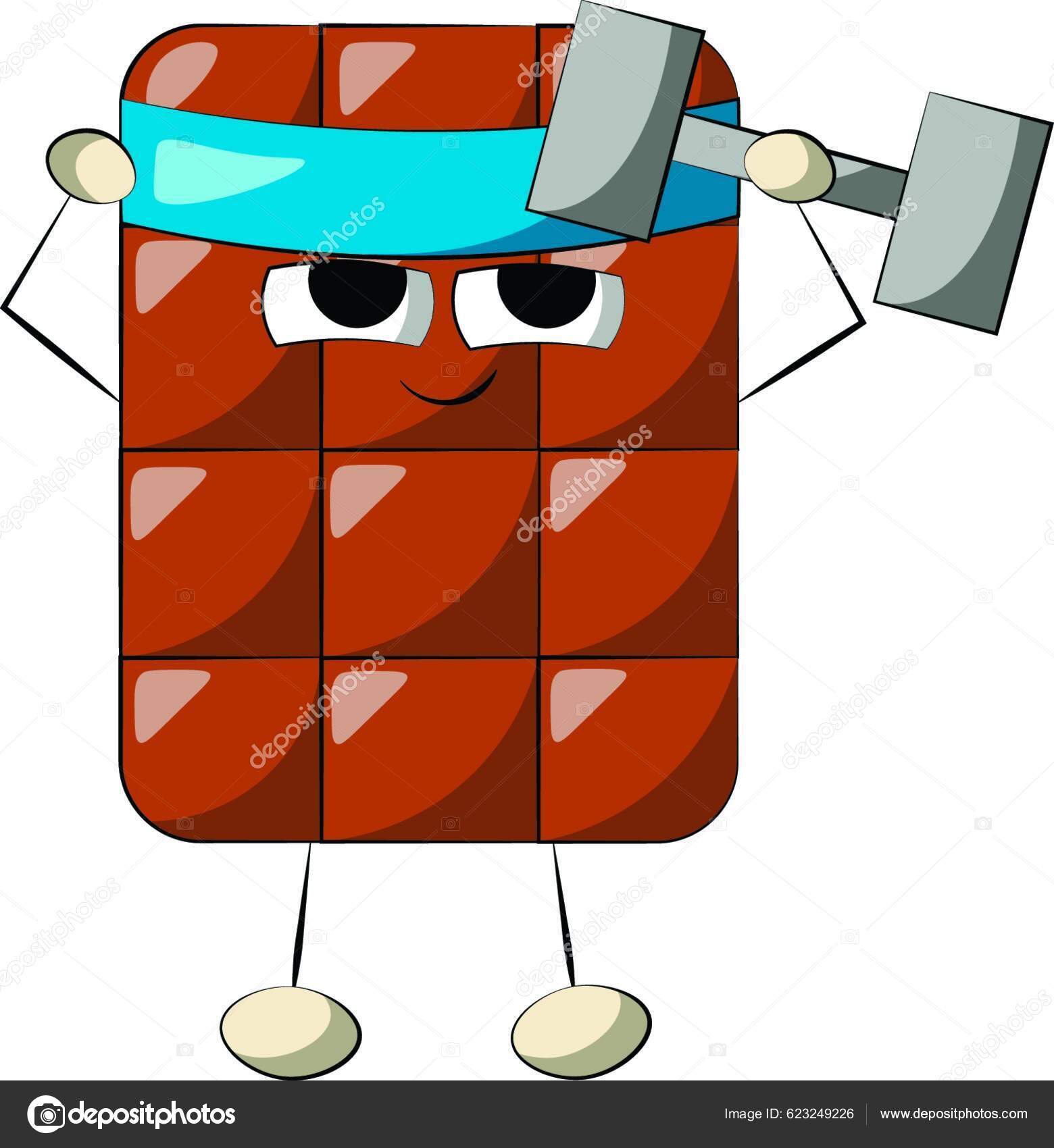 Cute Cartoon Chocolate Dumbbell Draw Illustration Color Stock Vector by ...