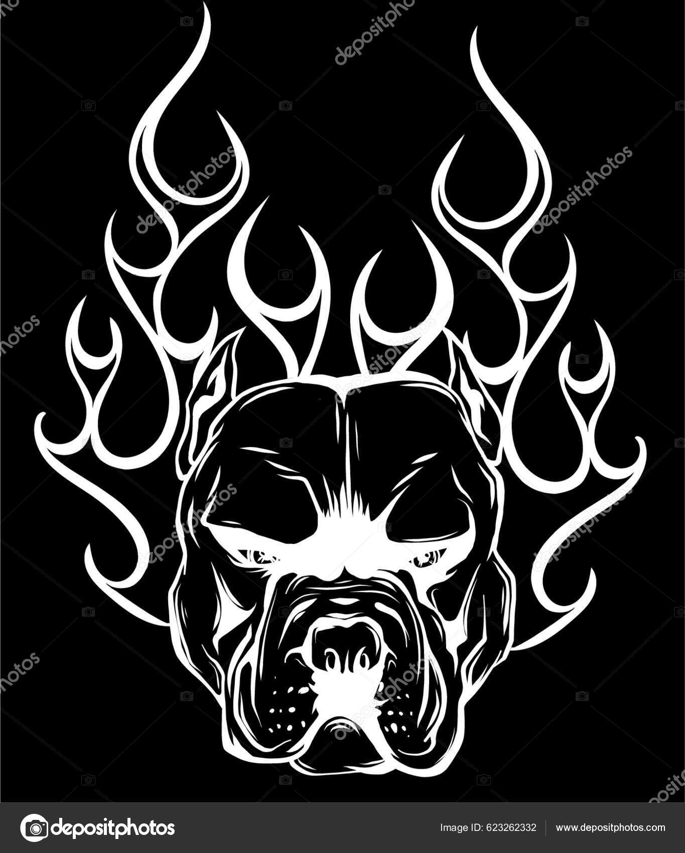 Bull Dog Flame Tattoo Black Background Stock Vector by ©YAY_Images ...