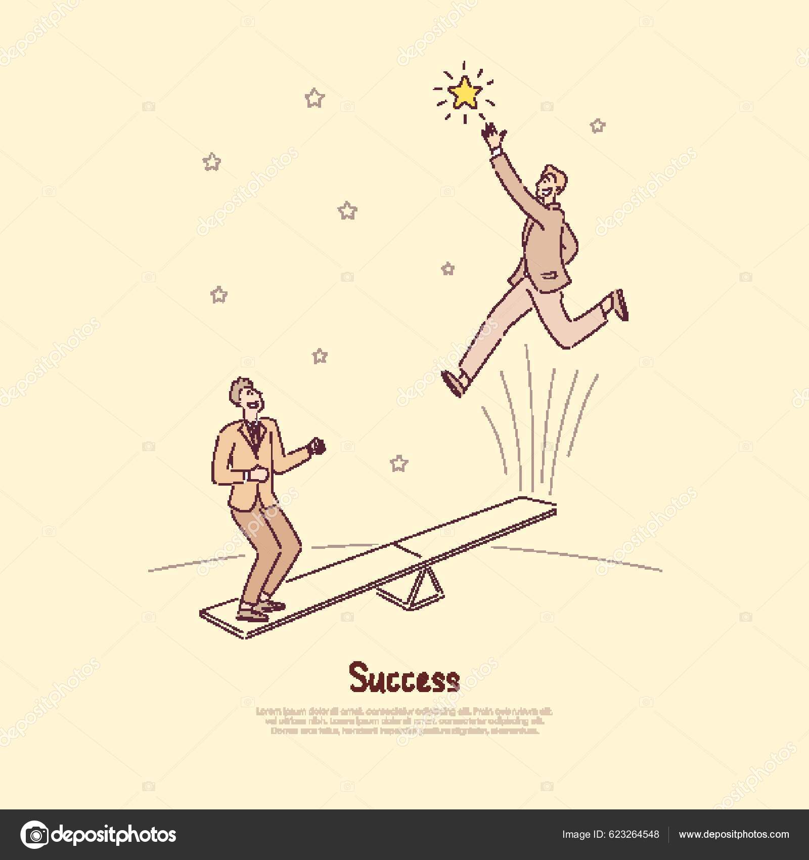 People Jumping Seesaw Attraction Reaching Stars Achieving Goals ... People Jumping Seesaw Attraction Reaching Stars Achieving Goals ...