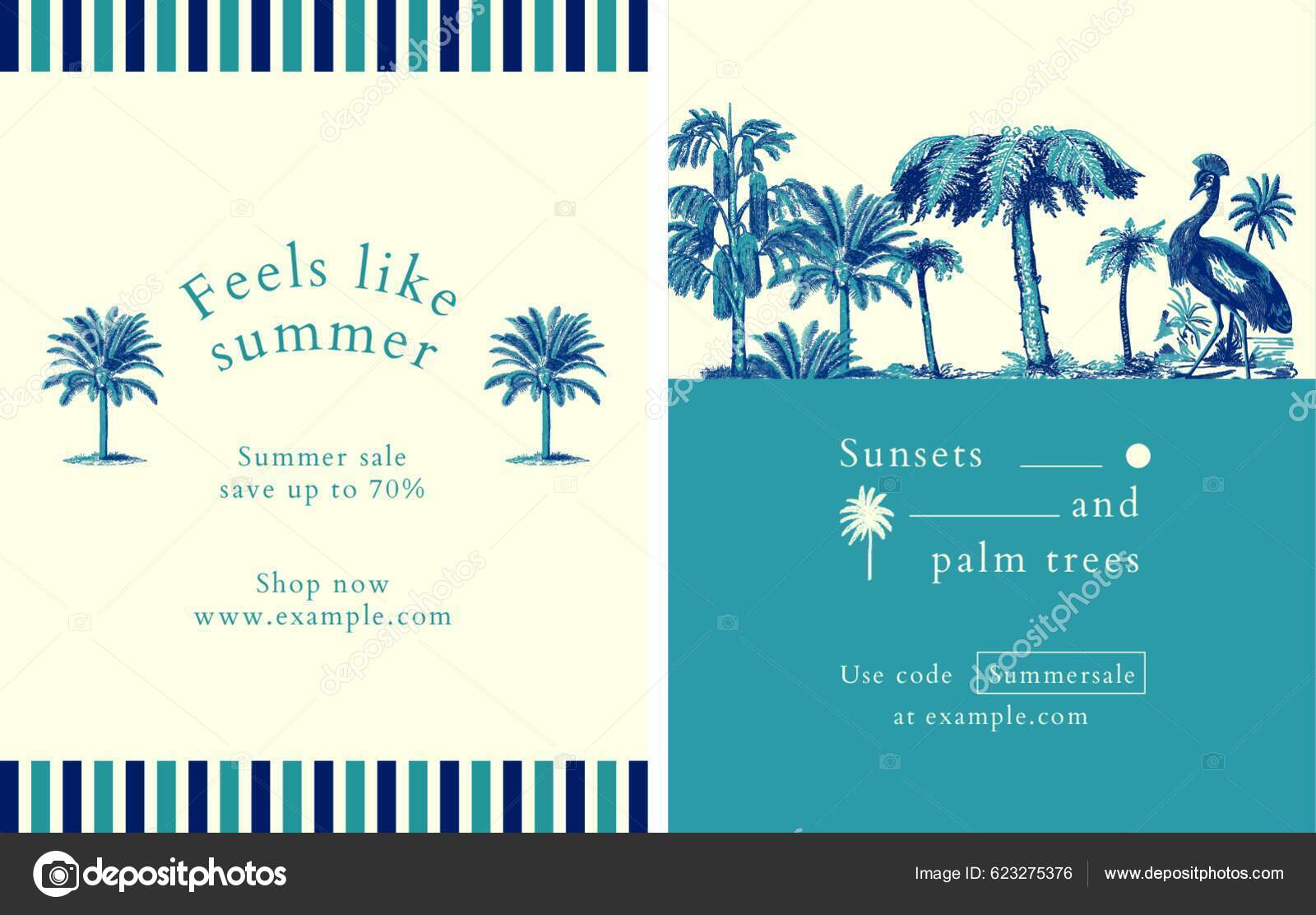Blue Summer Flyer Template Vector Tropical Background Stock Vector by ...