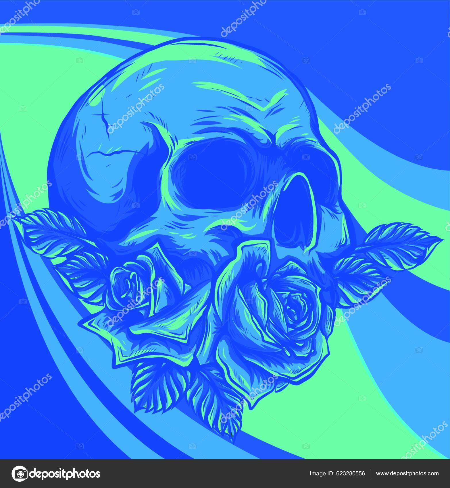 Illustration Human Skull Roses Colore Background Stock Vector by ©YAY ...