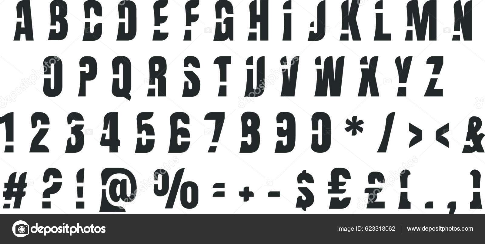 Black Bold Cut Style Alphabet Set Vector Decorative Typography ...
