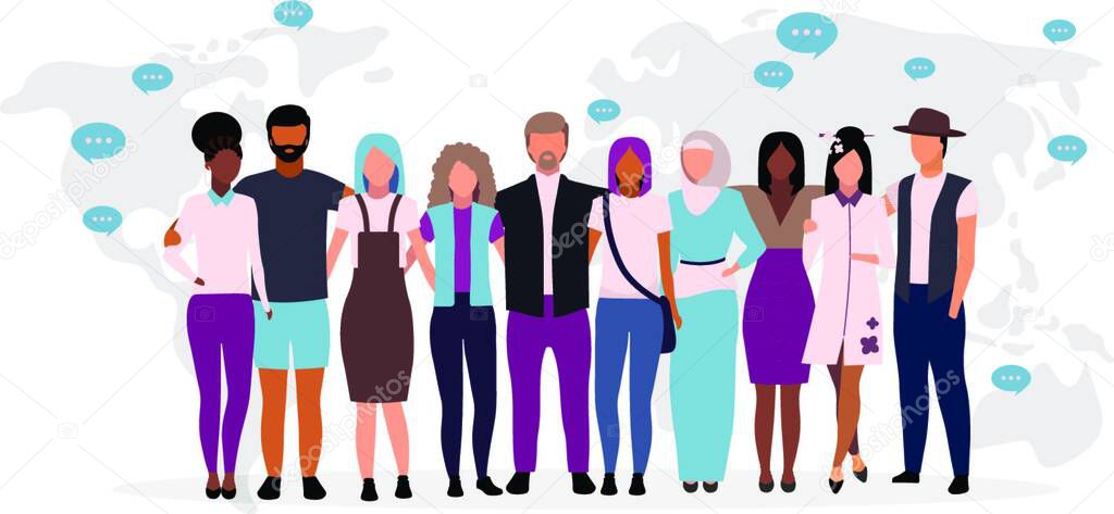 Global collaboration flat vector illustration. International ...