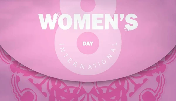 Greeting Flyer Template March International Womens Day Pink Color ...