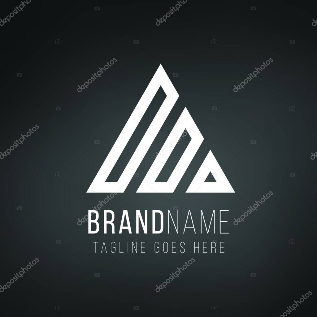 "Triángulo geométrico o flecha en diseño de logotipo de tres partes ...