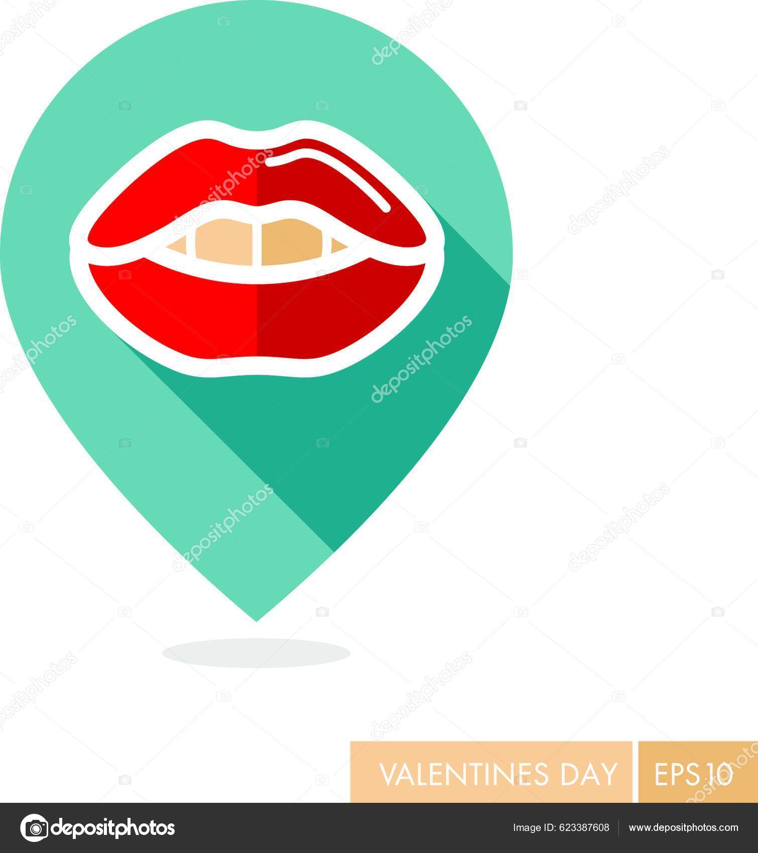 Woman Lips Pin Map Icon Female Mouth Teeth Stock Vector by ©YAY_Images ...