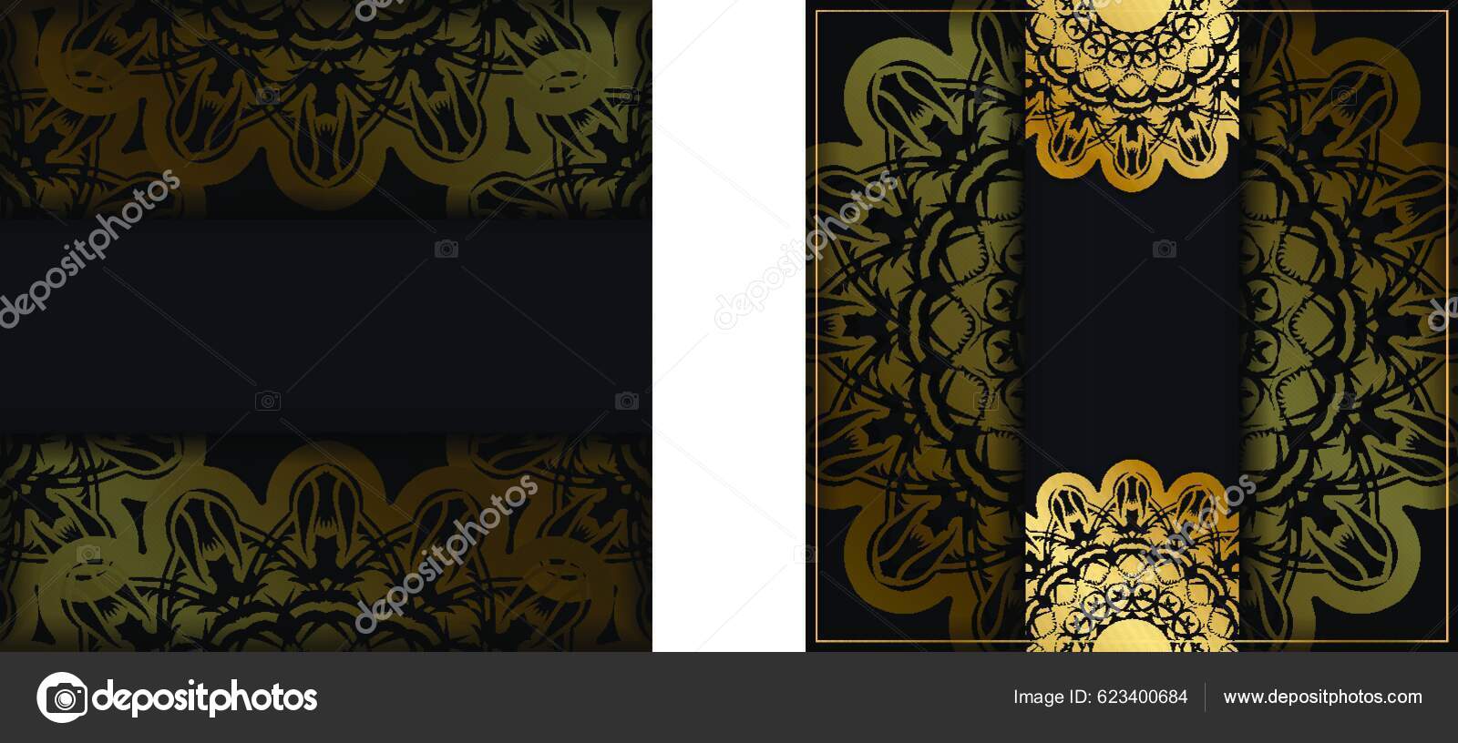 Black Color Greeting Card Abstract Gold Pattern Your Congratulations ...
