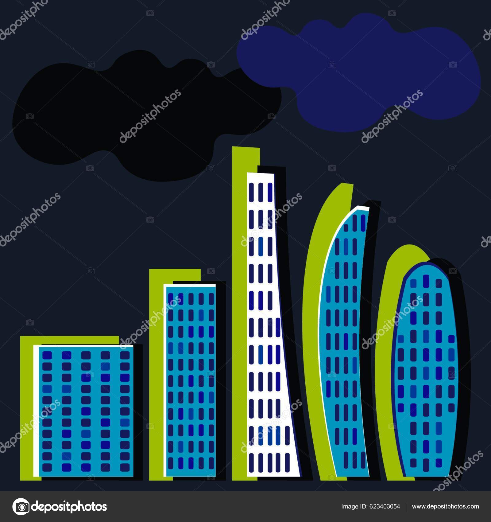 Stylized Night City Graphics Megalopolis Modern Architecture Design ...