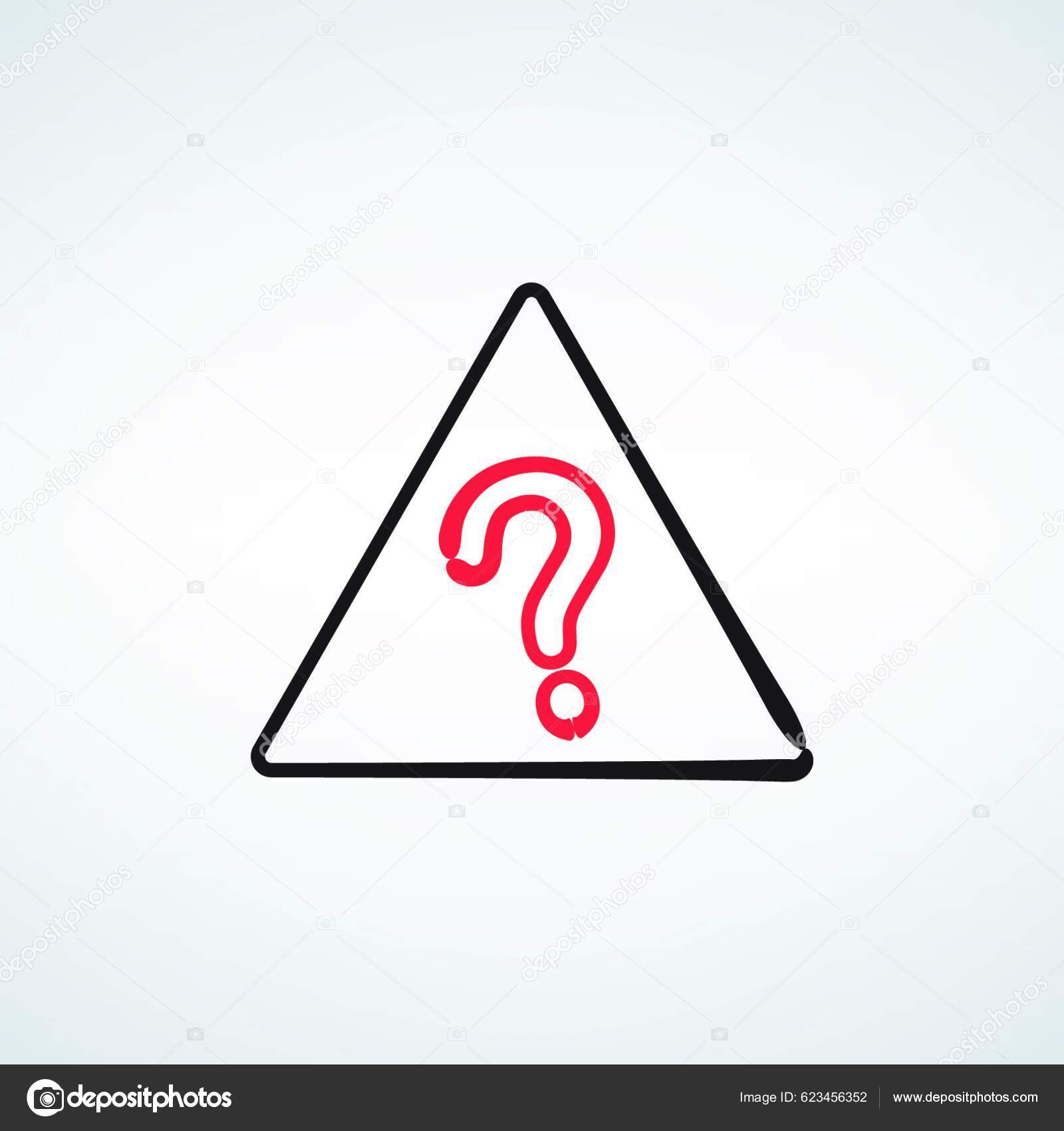 Hand Drawn Question Mark Warning Triangle Linear Icon Thin Outline Stock Vector by ©YAY_Images ...