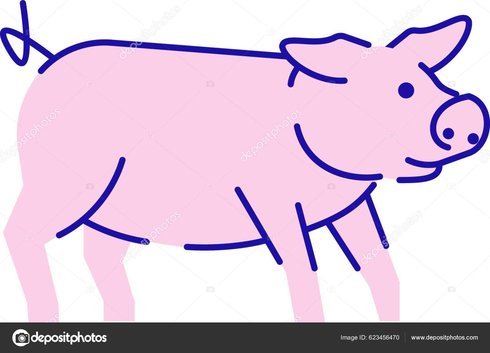 Cute Pig Side View Flat Vector Illustration Livestock Farming Domestic ...