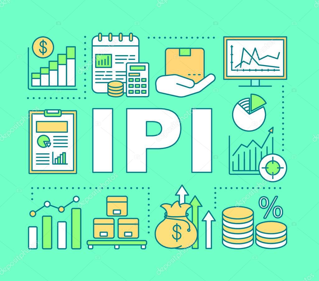 Banner de conceptos de palabras IPI. Índice de producción industrial ...