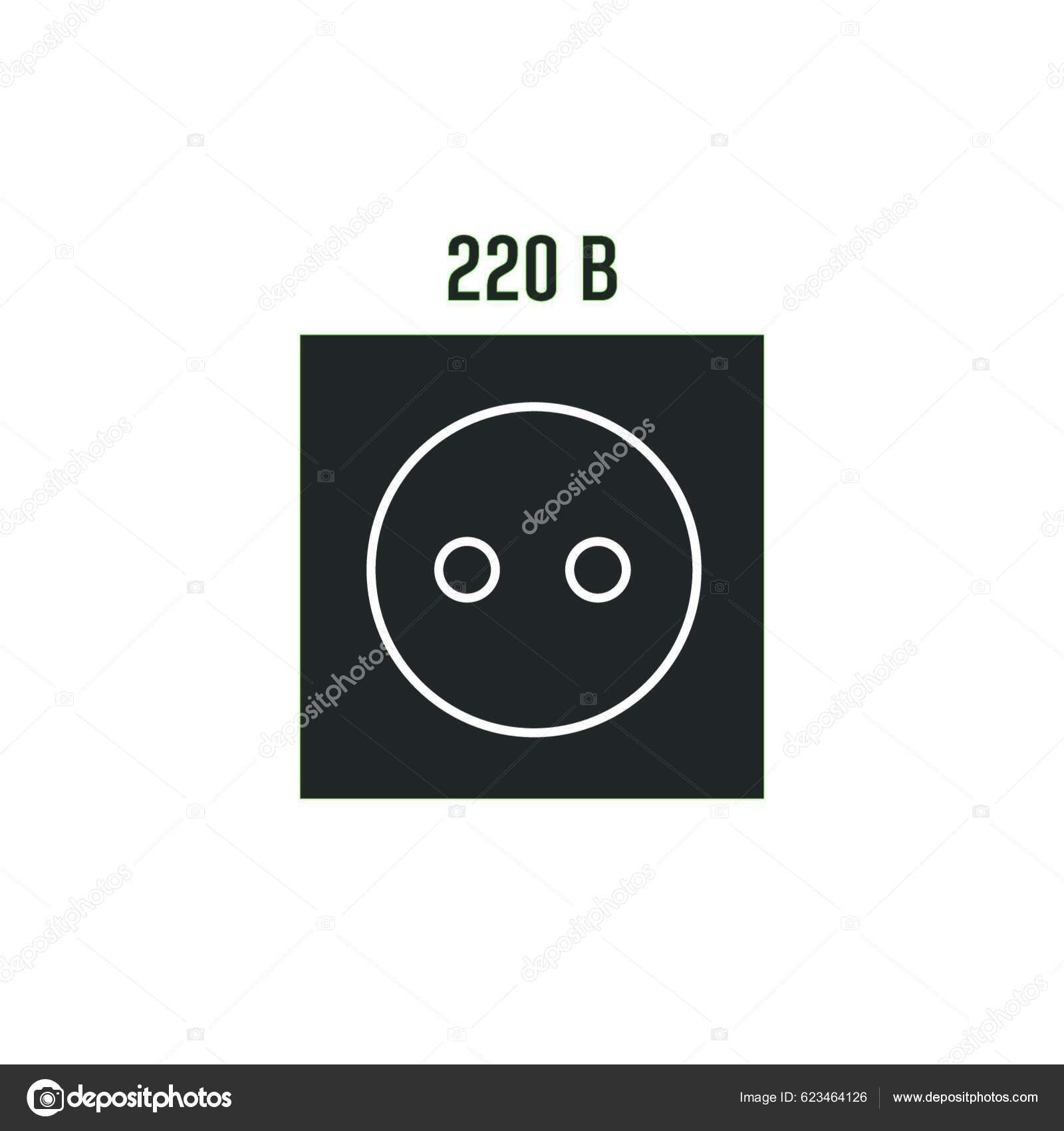 Steckdosensymbol Elektrische Steckdose 220 Volt Symbol Vektor Einfachen ...