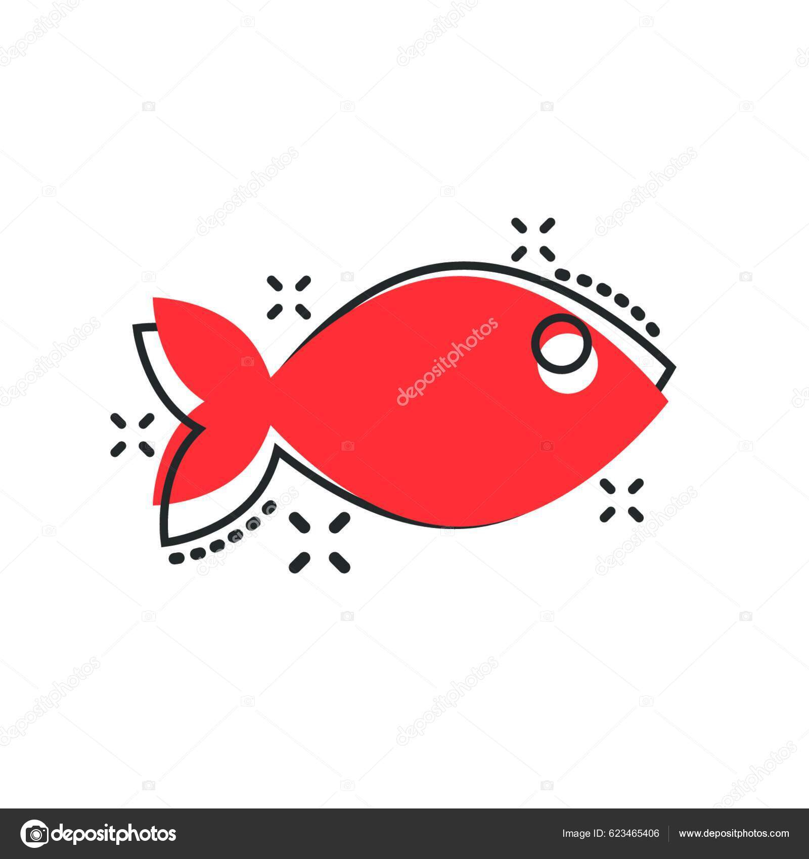 Fish Sign Icon Comic Style Goldfish Vector Cartoon Illustration White ...