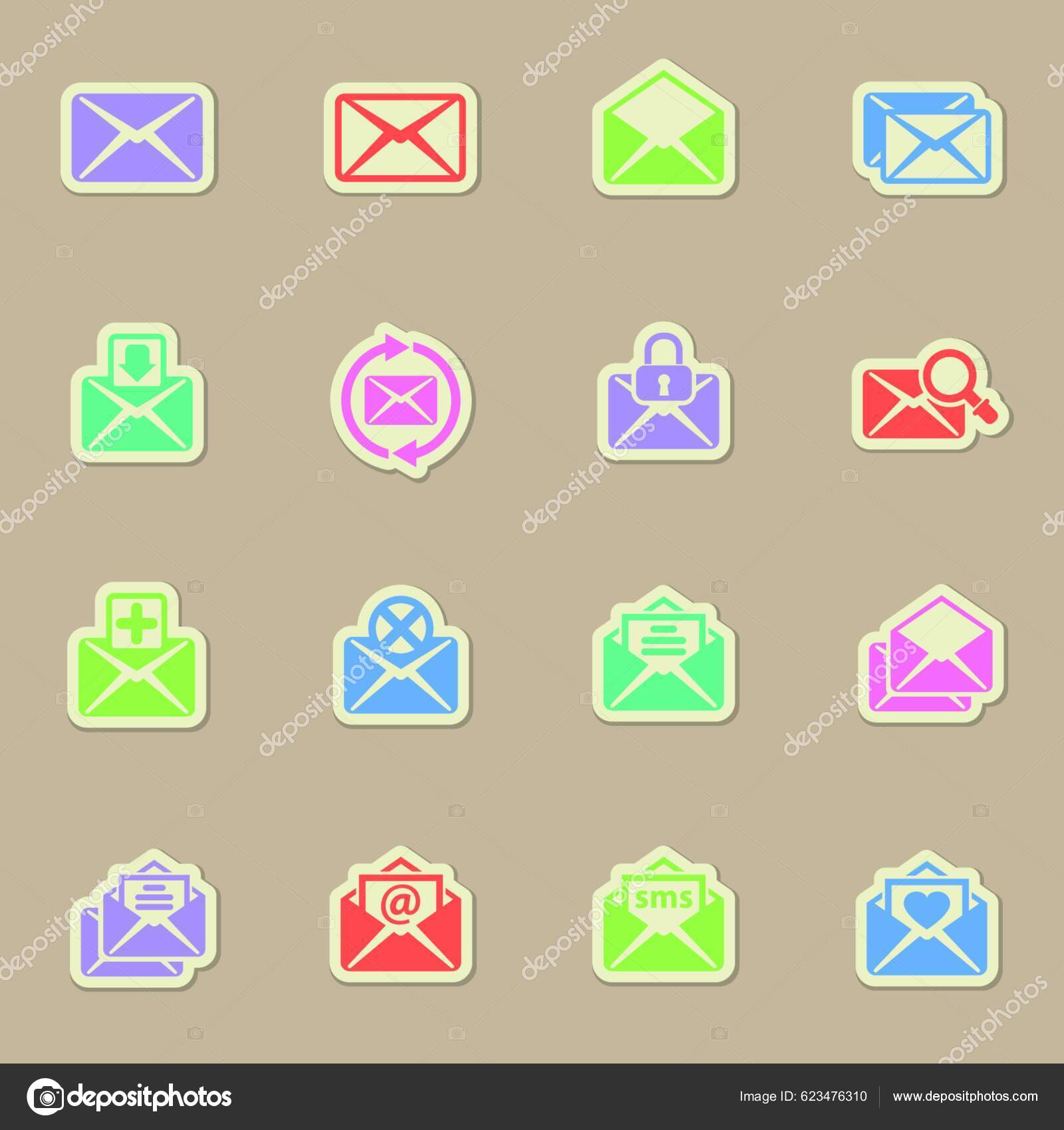 Mail Color Vector Icons Paper Stickers Stock Vector Image by ©YAY ...