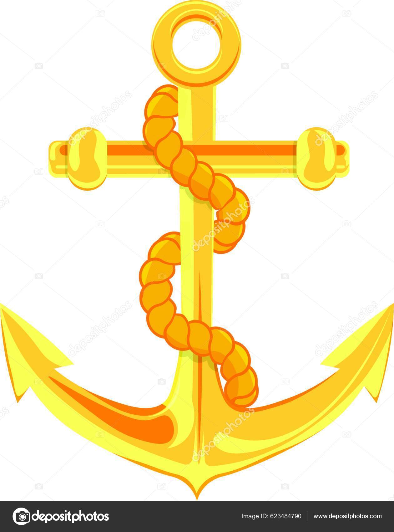 Gold Anchor Vector Illustration Isolated White Background Stock ...