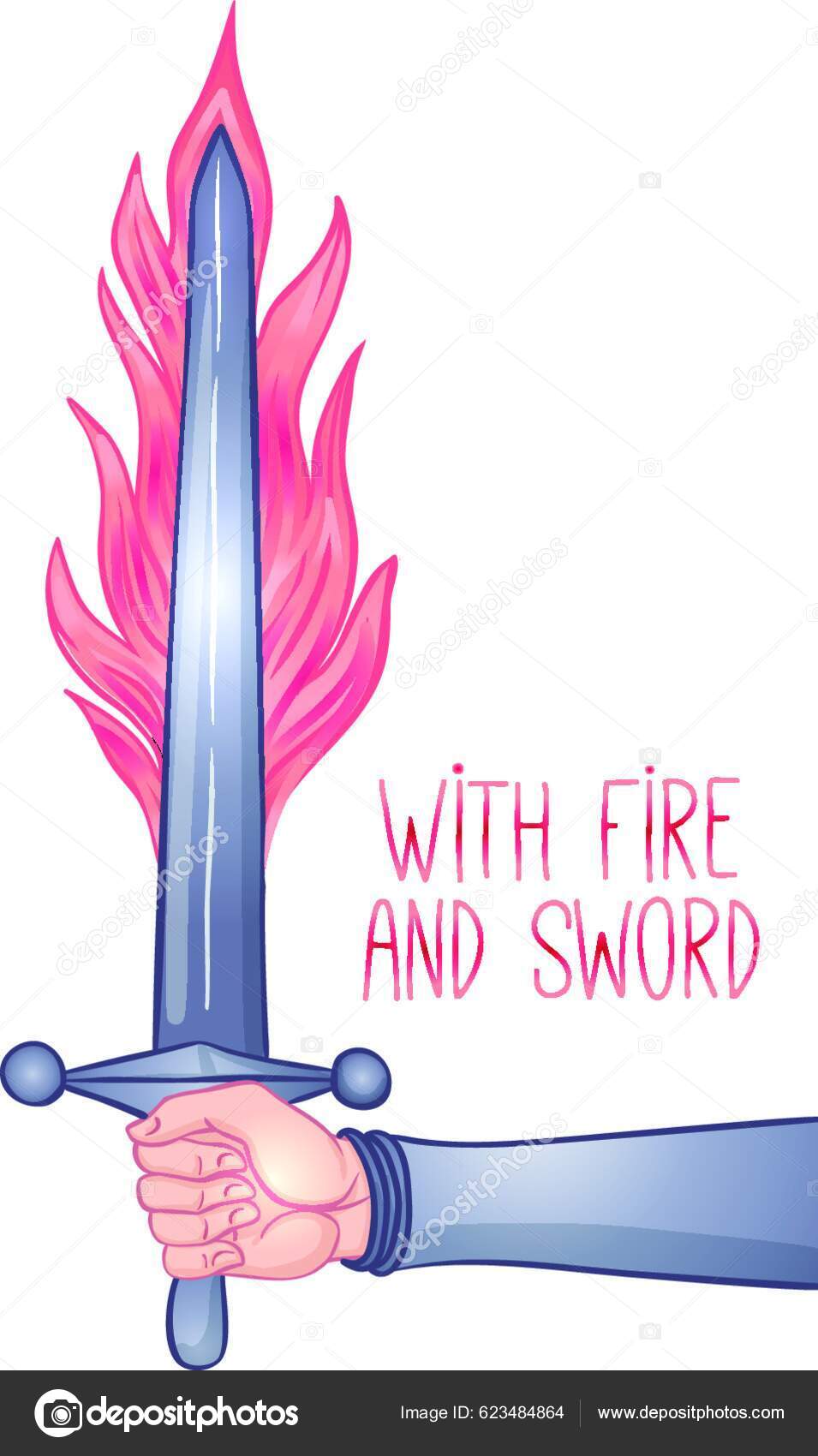 Sword Fire Hand Holding Sword Vintage Gothic Style Inspired Art Stock ...