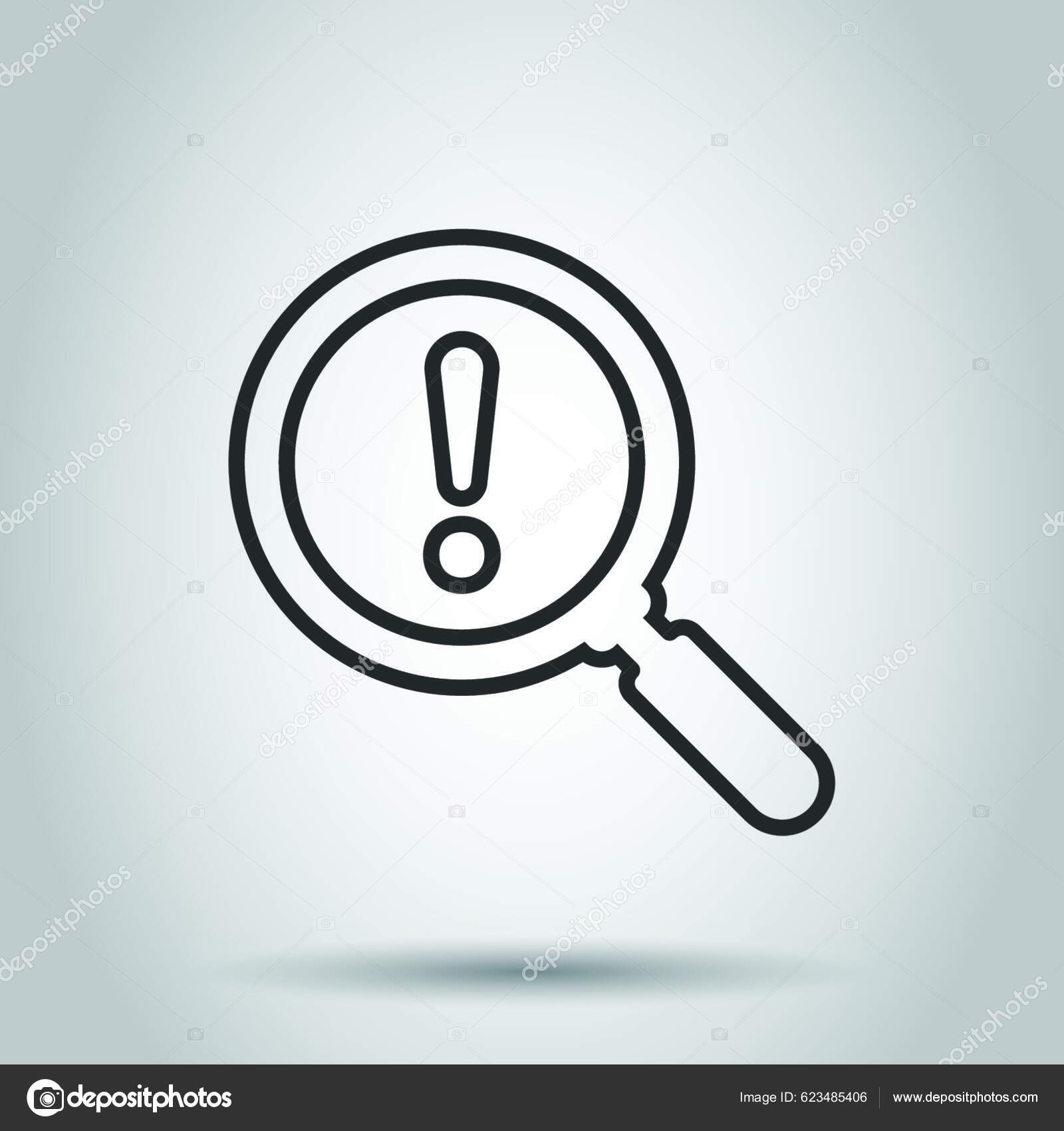 Risk Analysis Icon Flat Style Exclamation Magnifier Vector Illustration ...